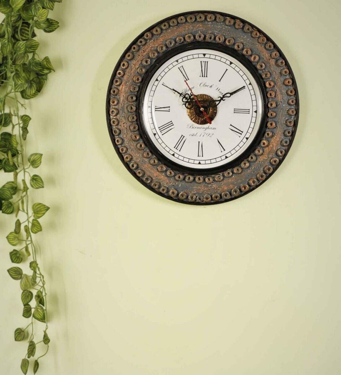 Buy Copper Rings Wooden Roman Dial Analog Wall Clock at 29% OFF by ...