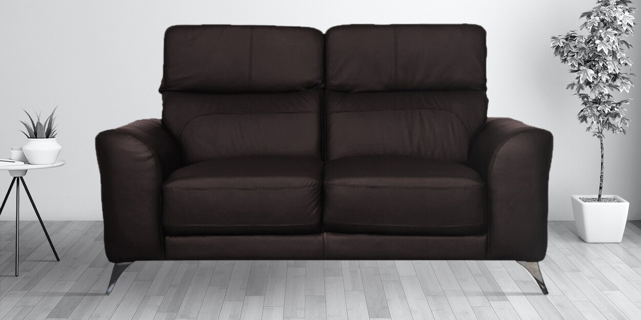 Buy Cristobal 2 Seater Half Leather Sofa in Brown Colour Online - Contemporary 2 Seater Sofas ...