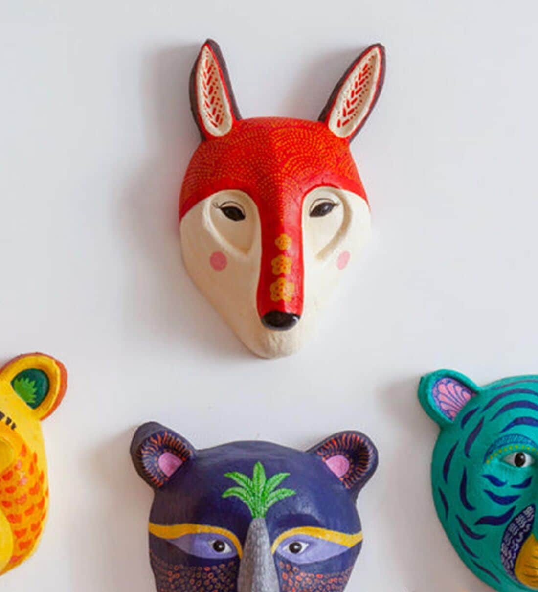 Buy Curious Fox Cream Papier Mache Wall Mask Online - Wall Masks - Wall ...