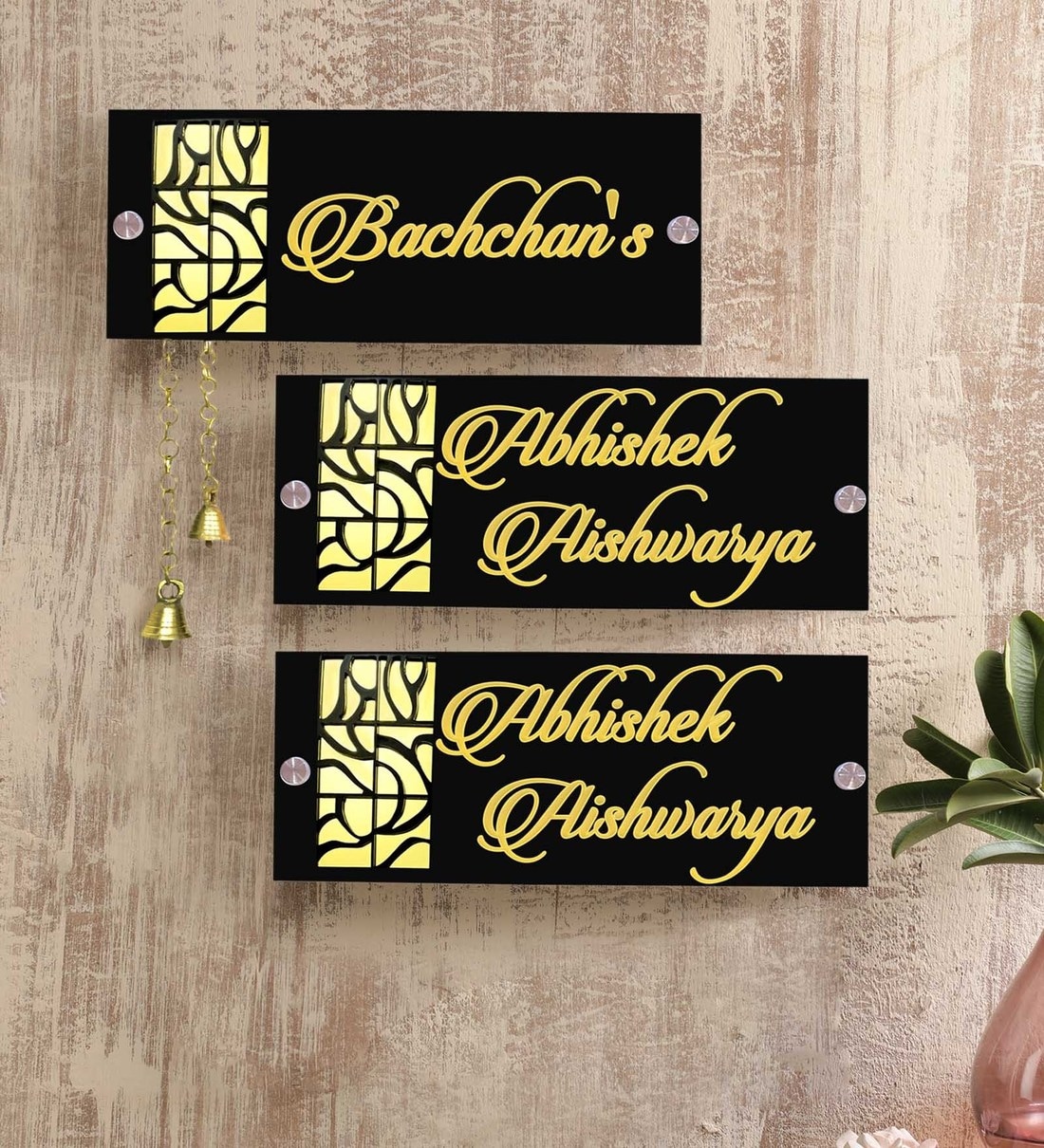Buy Customized Black & Yellow Acrylic Laser Cut Name Plate by Karigaari ...