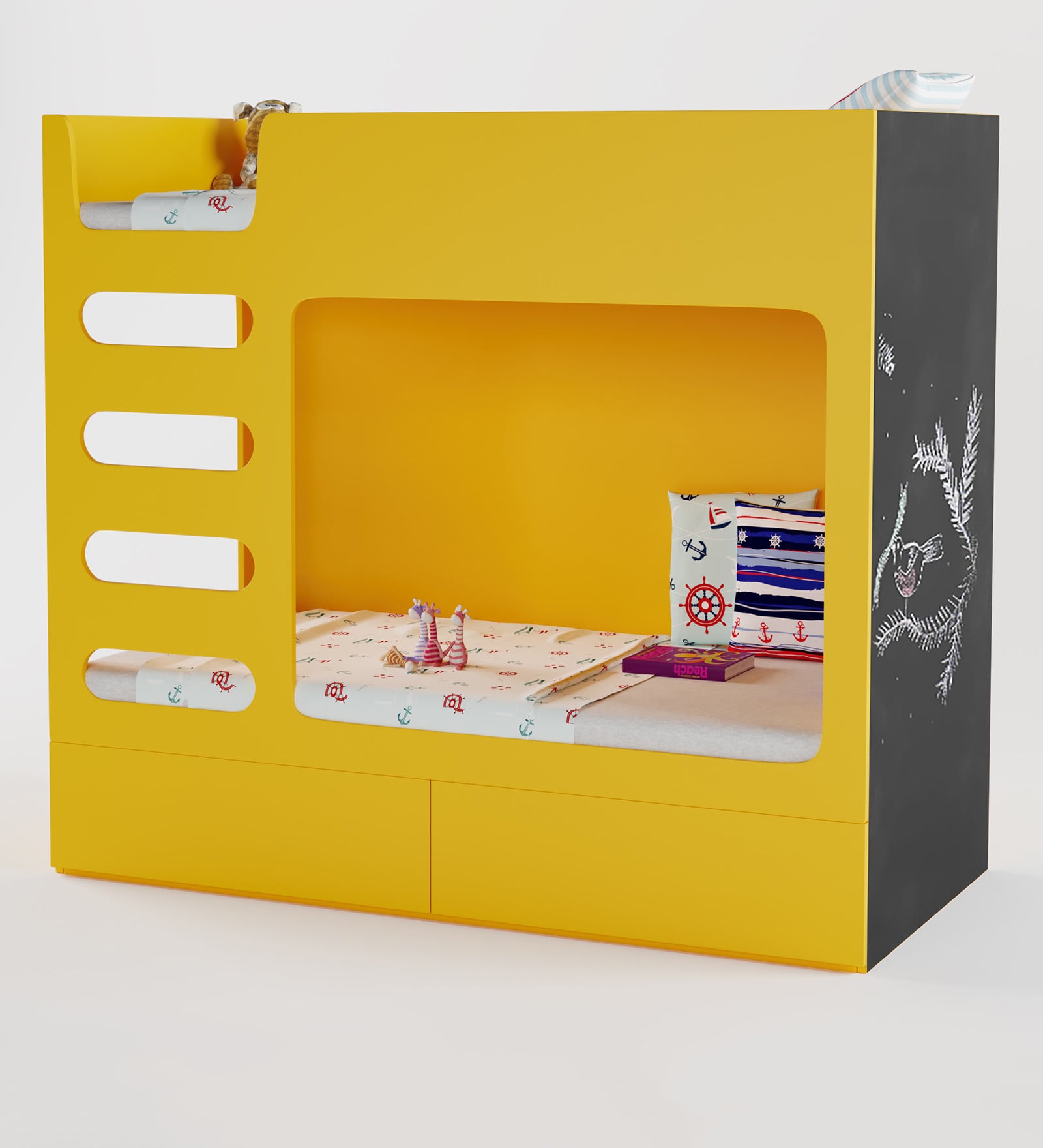 Buy Cubby Bunk Bed in Yellow Colour with Drawer Storage Online - Bunk ...