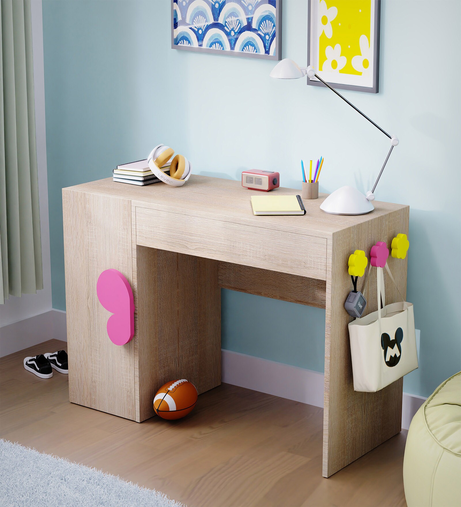 Buy Curious Koala Kids Study Table in Oak & Pink Colour Online - Kids ...