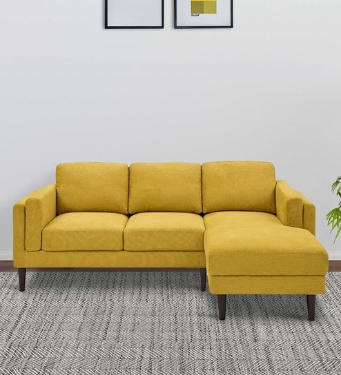 Buy Costa Fabric LHS Sectional Sofa in Bold Yellow Colour Online ...