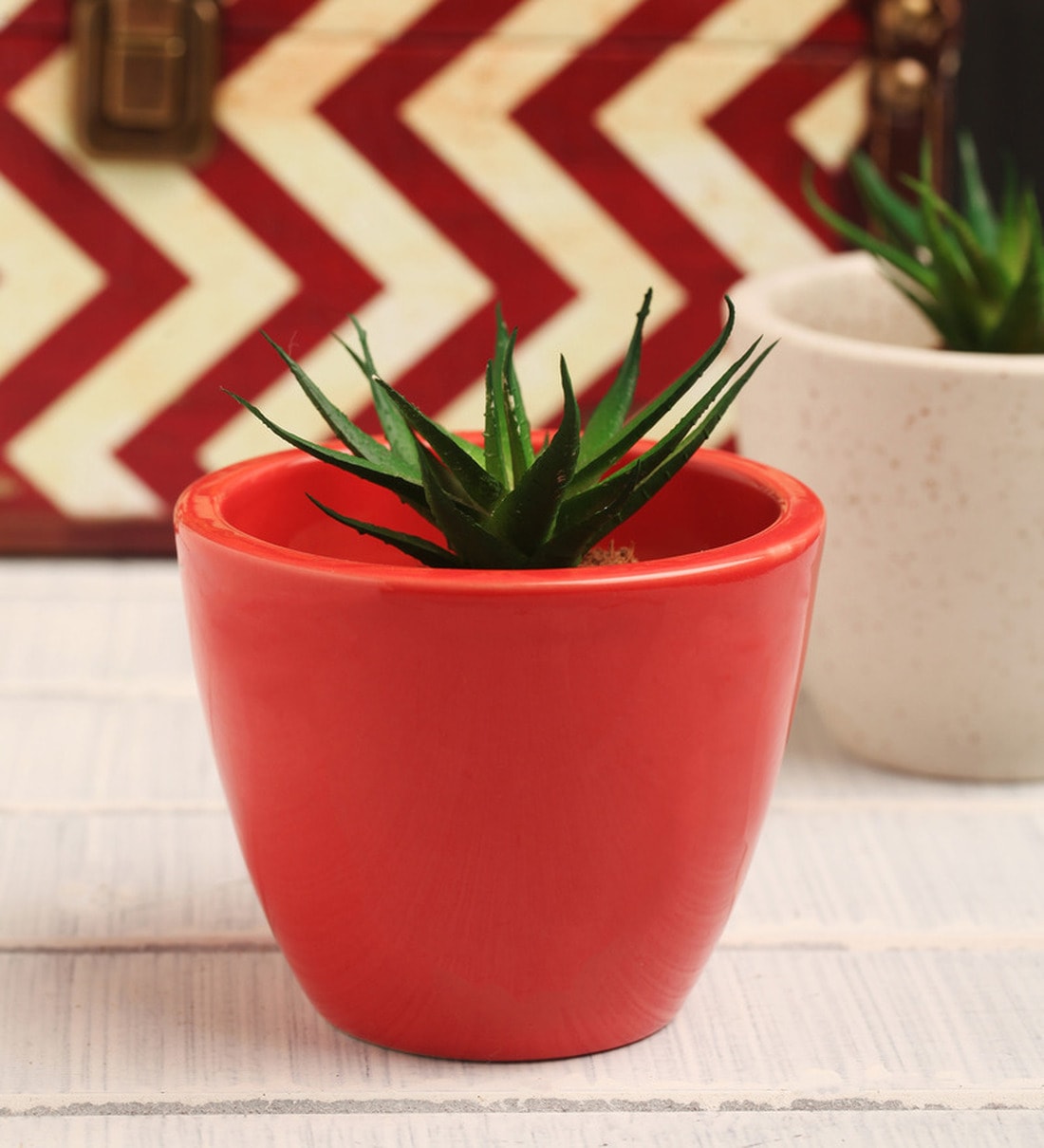 Buy Red Ceramic Table Top Planter By Gaia Online - Desk Pots - Pots ...