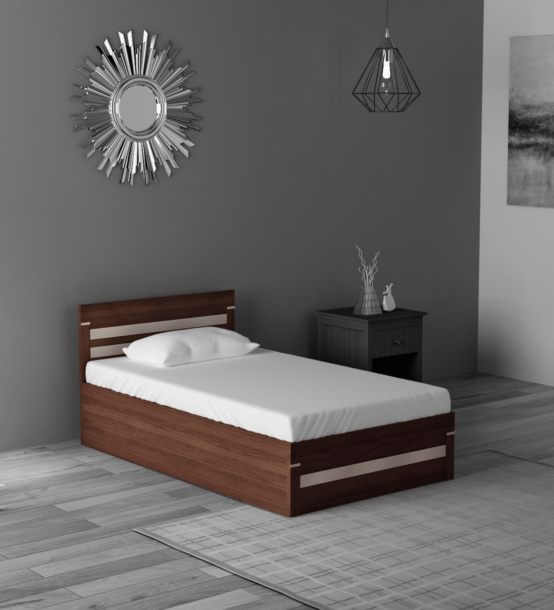 Buy Deco Single Bed with Storage in Thai Teak & Silver Finish by Decor ...