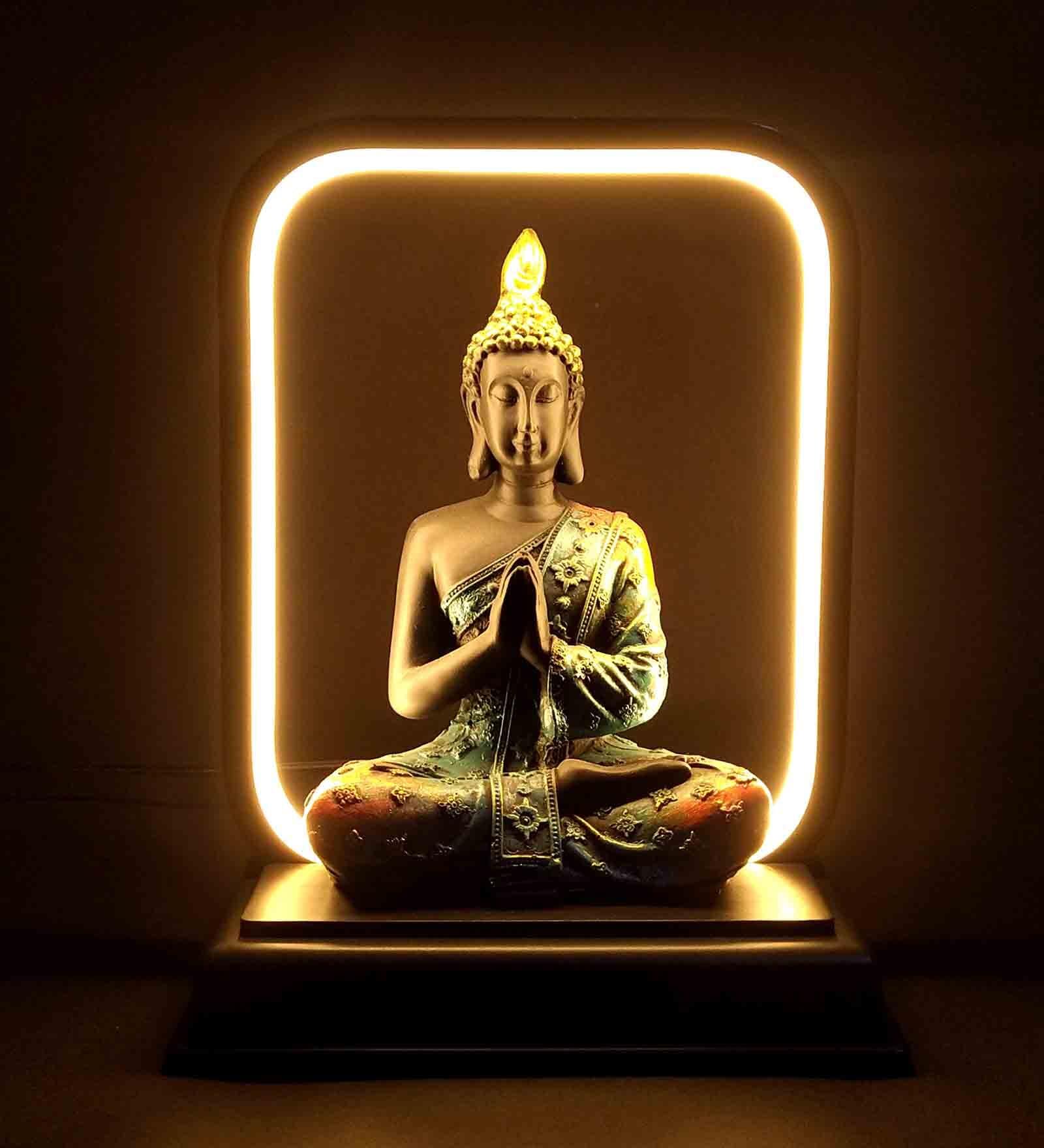 Buy Decorative Polyresin Gautam Buddha Acrylic Base LED Light Online ...
