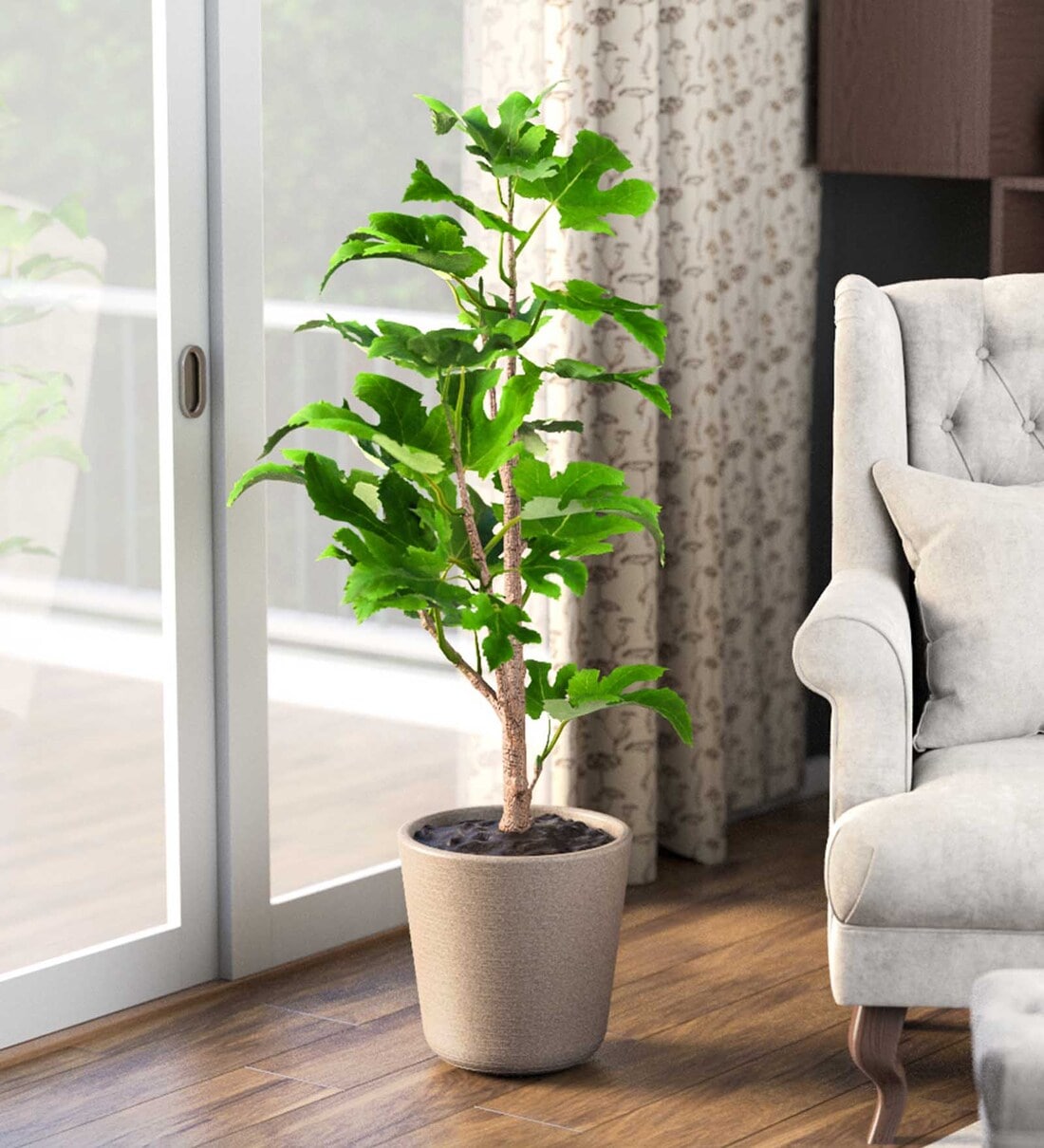 Buy Dholpur beige Polymer Ancy Medium Floor Planter by Planters Online ...