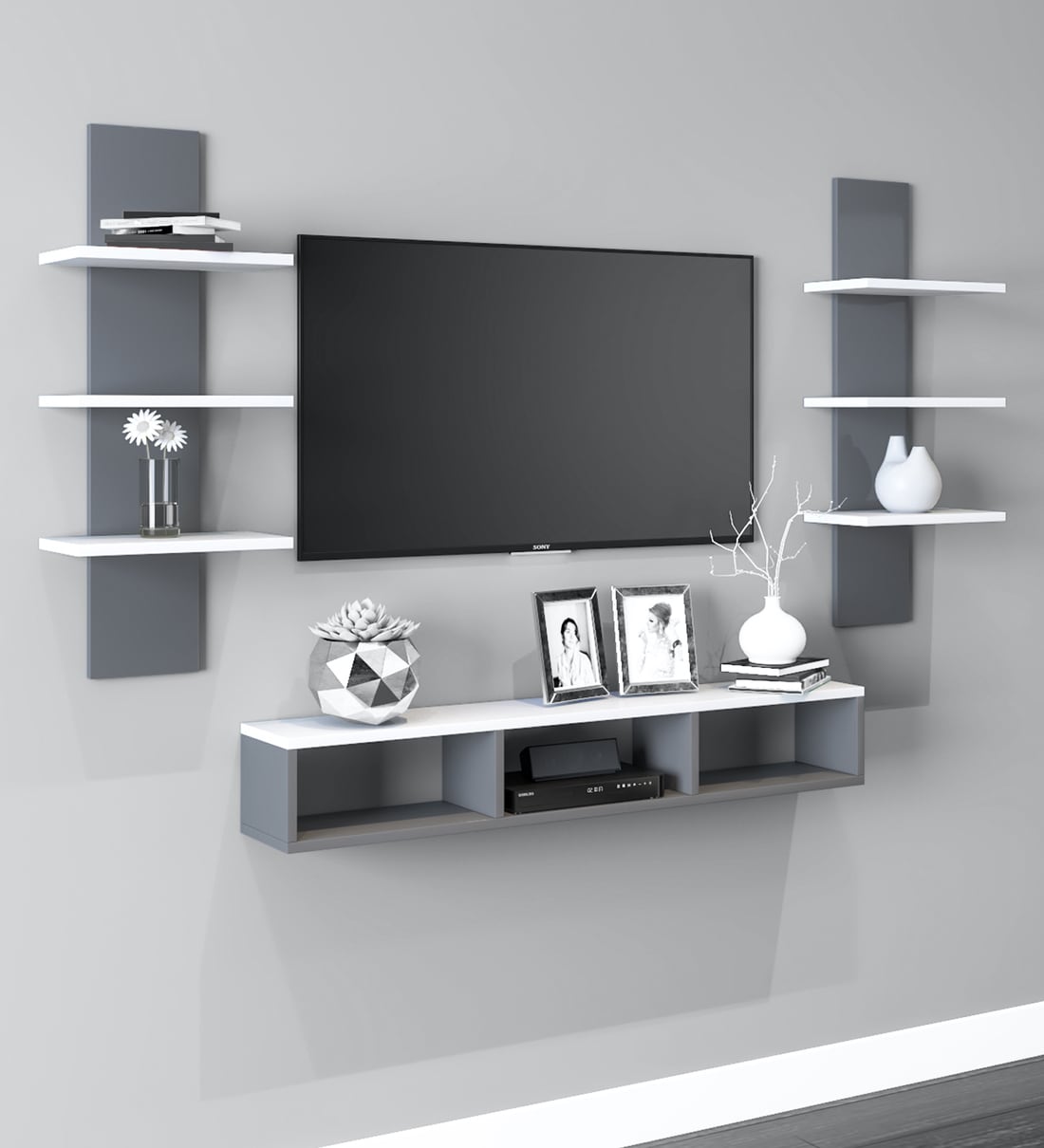 Buy Dime TV Unit in White & Grey Finish for TVs up to 43\ Online - TV ...