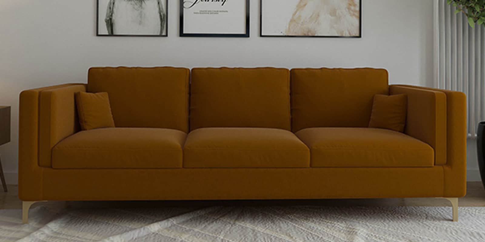 Buy Dona Velvet 3 Seater Sofa in Rust Colour at 34% OFF by Casacraft ...