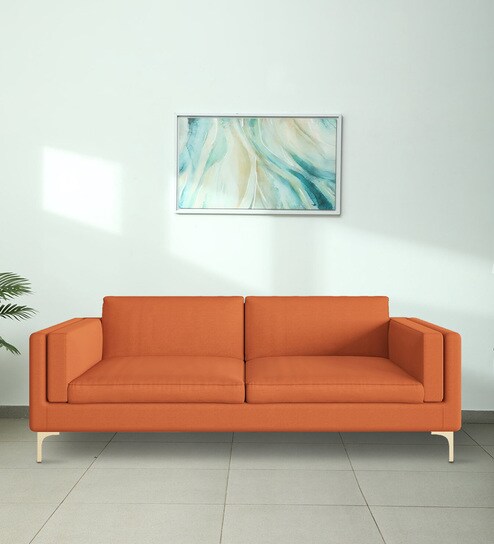 Buy Dona Velvet 3 Seater Sofa in Rust Colour at 34% OFF by Casacraft ...
