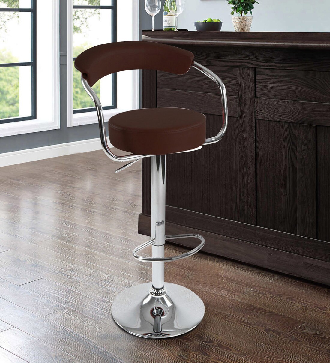 Buy Drake Metal Swivel Bar Stool in Dark Brown Colour at 7% OFF by ...