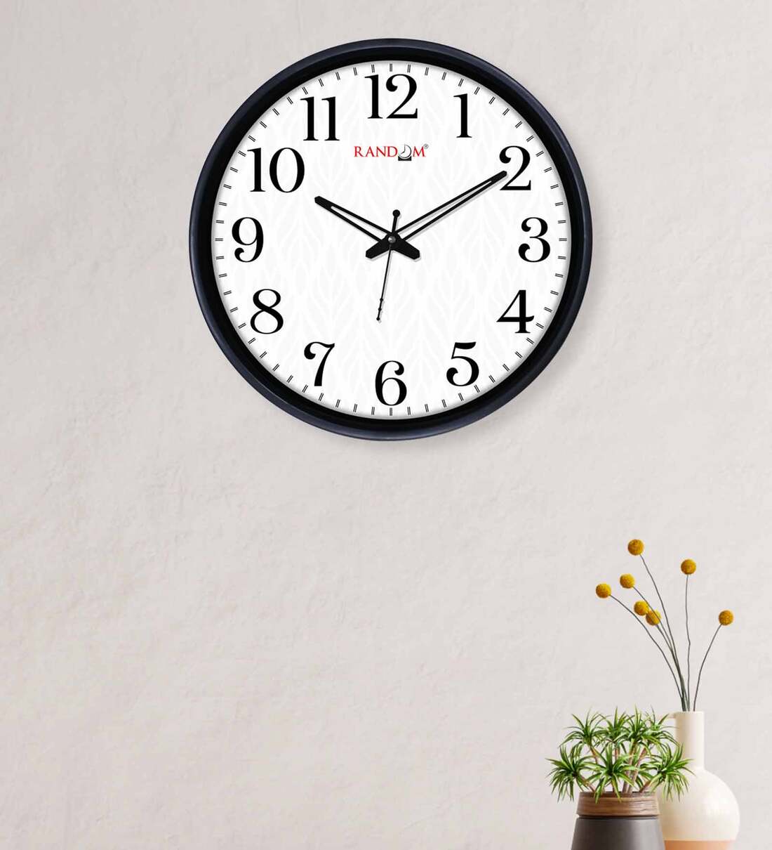 Buy Dual Frame Leaves Plastic Wall Clock In Black & White at 43% OFF by ...