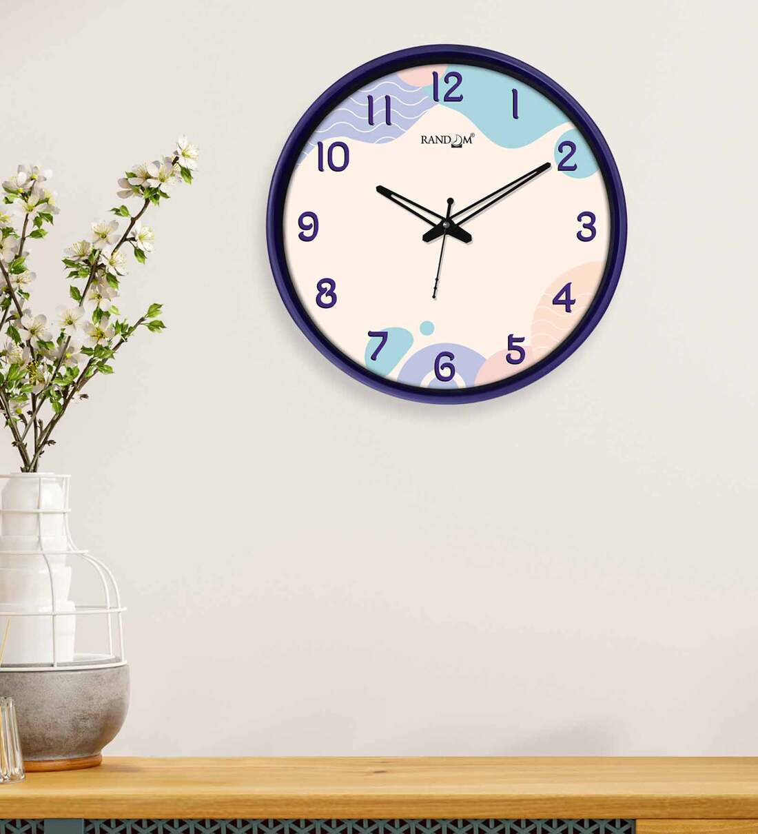 Buy Dual Frame Shells Plastic Wall Clock In Blue & White By Random at ...