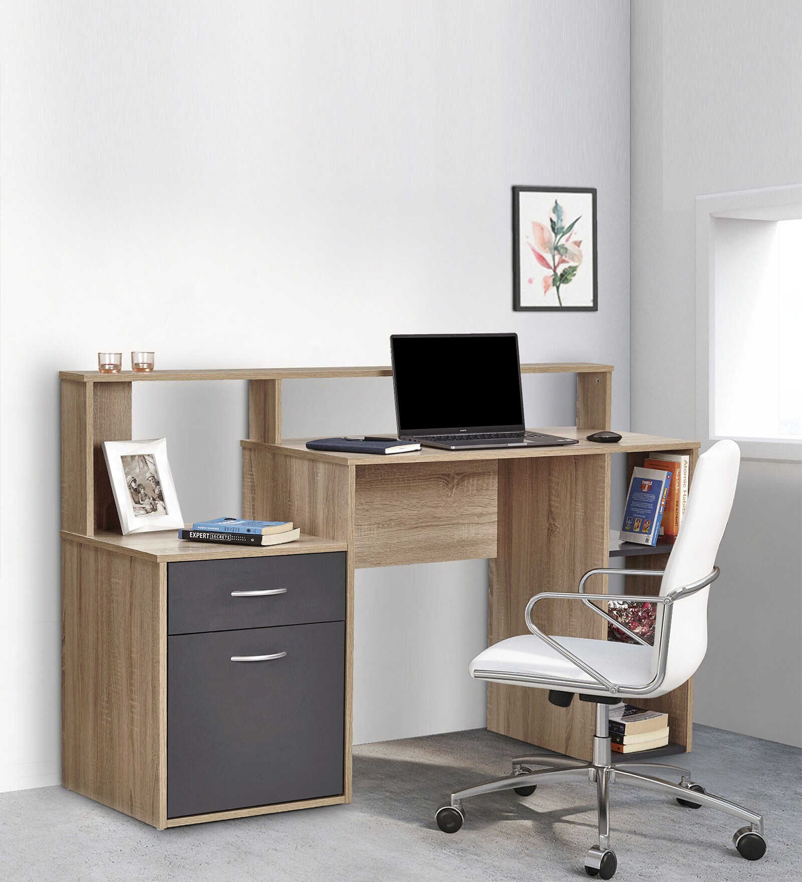 Buy Duncan Study Desk In Oak & Dark Grey Finish at 30% OFF by TADesign ...