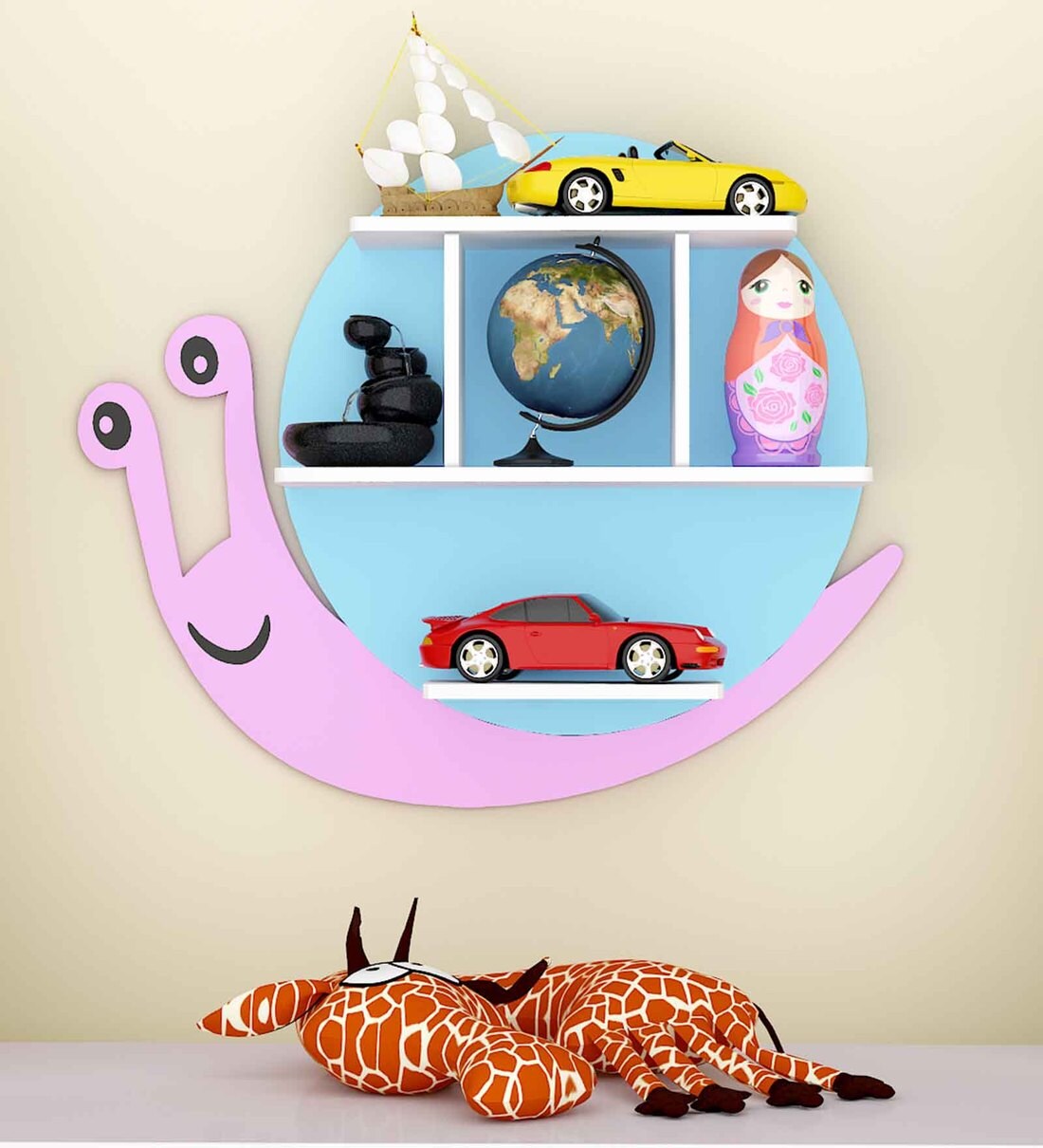 Buy Snail Shaped In Blue And Mauve Colour Wall Shelf at 56% OFF by ...