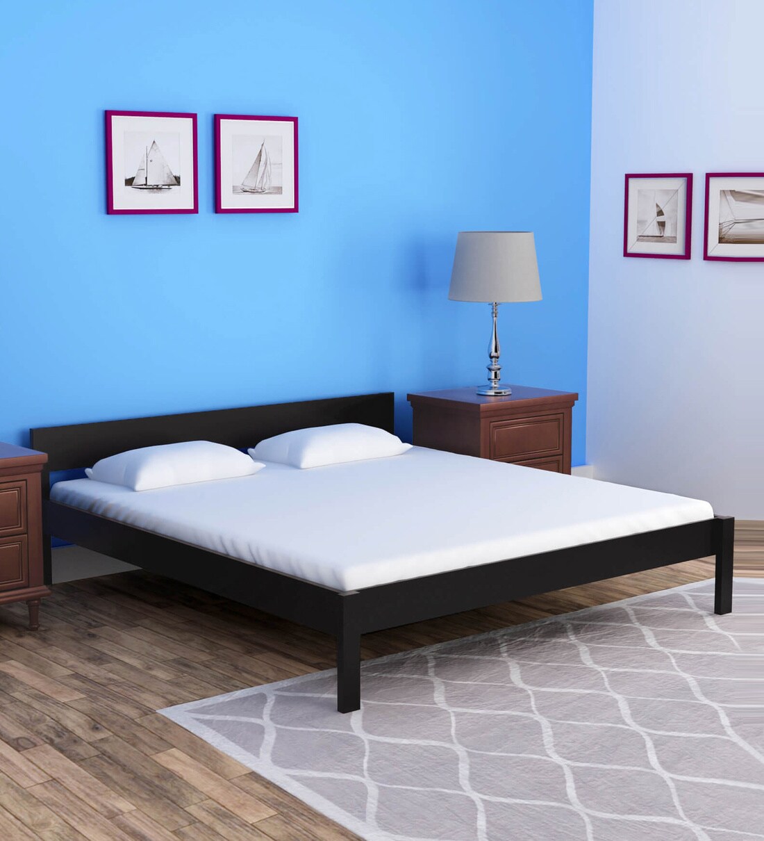 Buy Enkel Solid Wood Queen Size Bed In Warm Chestnut Finish Online ...