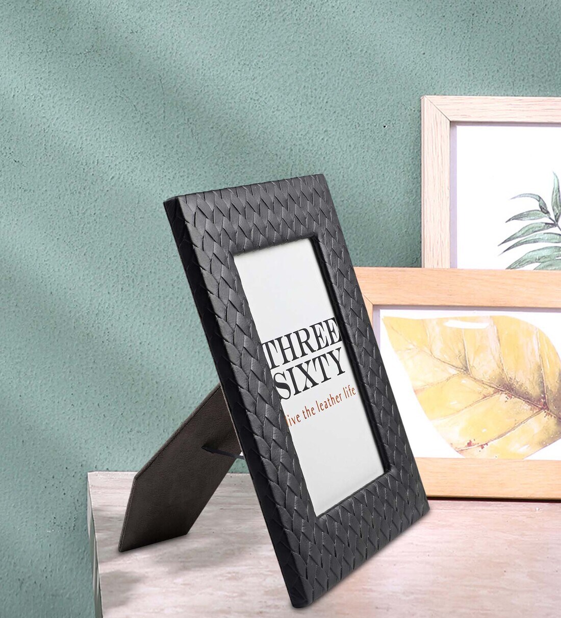 Buy Entwine Black Vegan Leather Single Frame Table Photoframe by Three ...