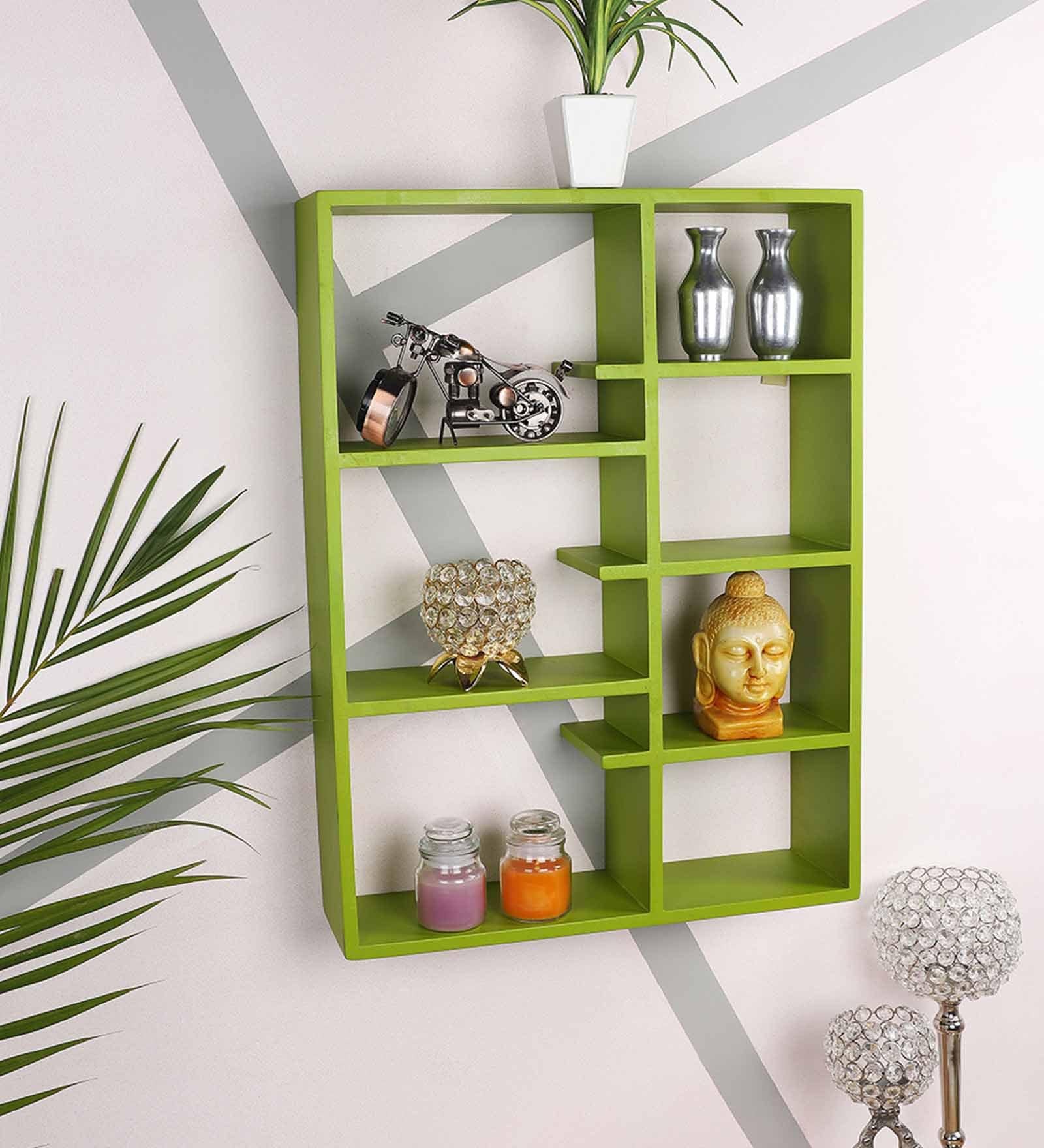 Buy Engineered Wood Wall Shelf in Green Colour By Home Sparkle at 49% OFF by Home Sparkle ...