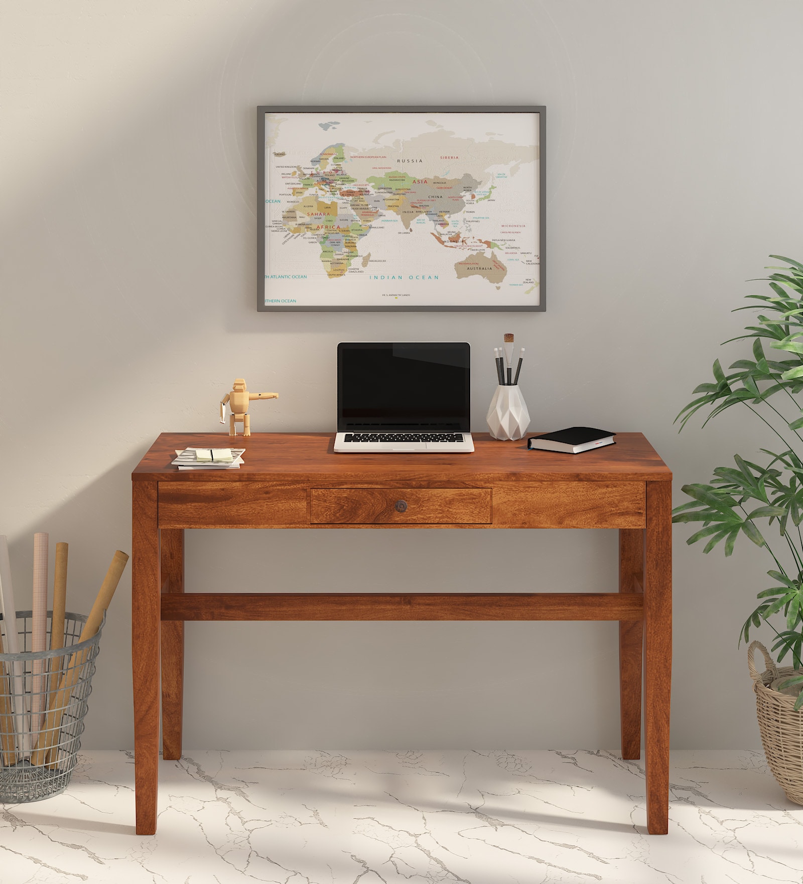 Buy Ferno Sheesham Wood Study Table In Proventional Teak Finish at 13% ...