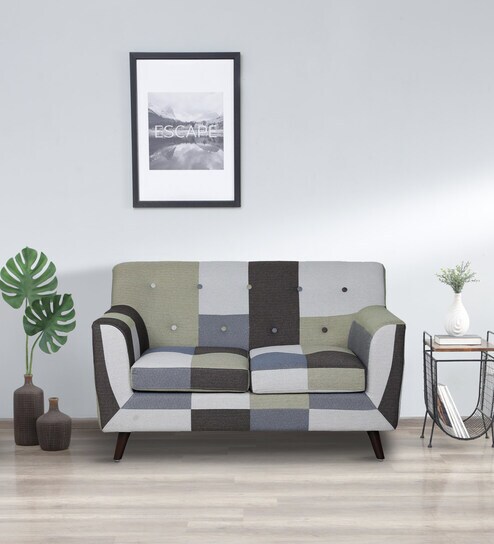 Buy Fernand Fabric 2 Seater Sofa In Yellow Blocks Online - Contemporary ...