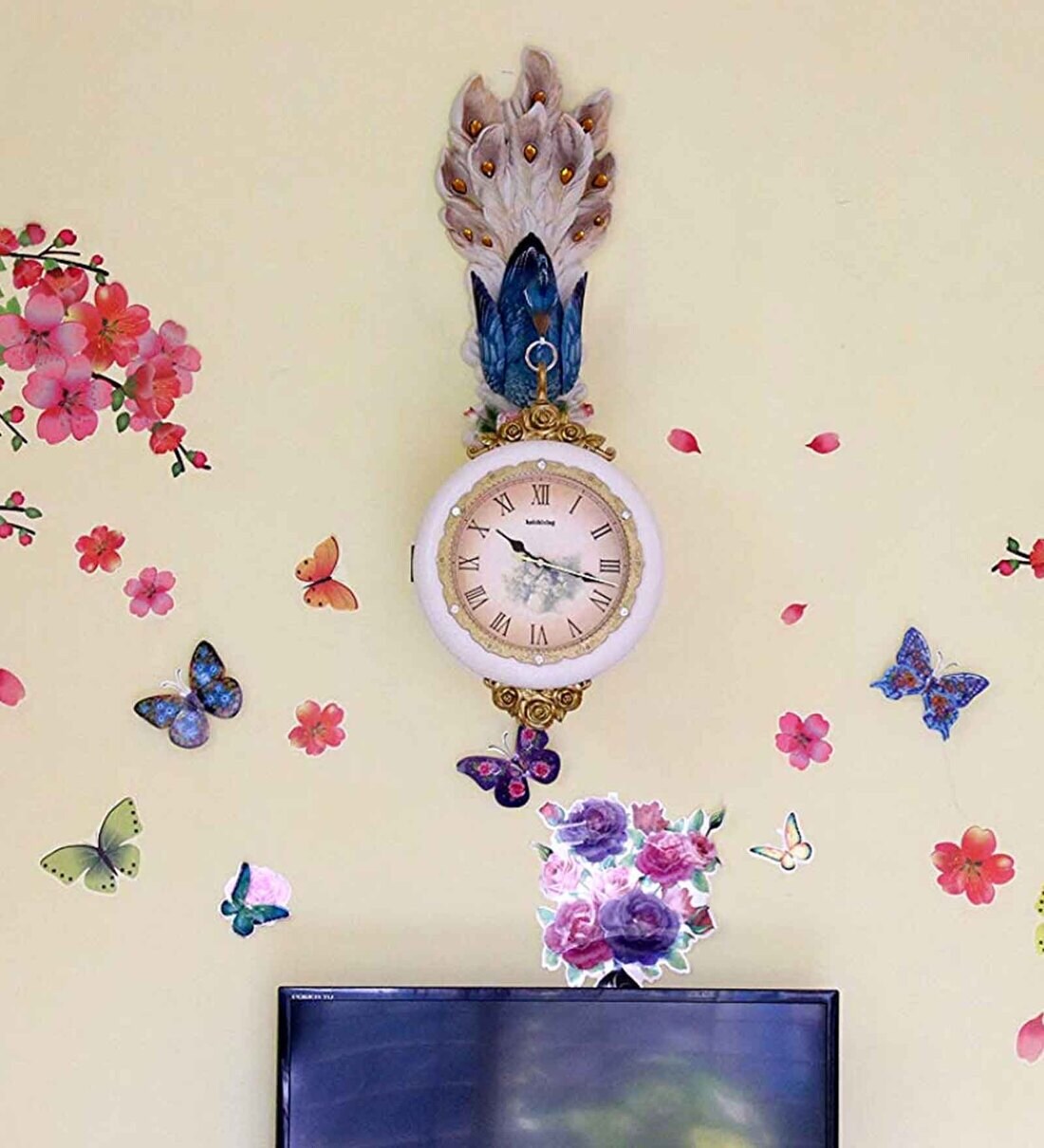 Buy White Fibre Peacock Traditional Wall Clock at 40% OFF by ...