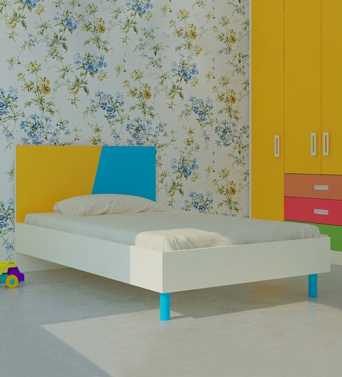 Buy Flora Kids 2 Door Wardrobe in Lime Yellow & Azure Blue Finish ...