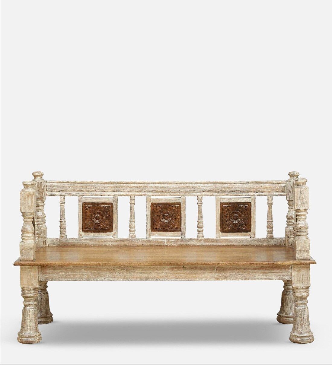 Buy Fleur Solid Wood Bench In Distress Finish Online - Benches ...