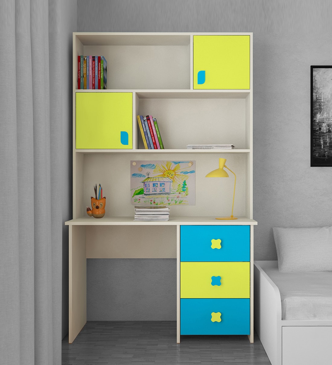 Buy Flora Kids Study Table in Azure Blue Colour at 32% OFF by Adona ...