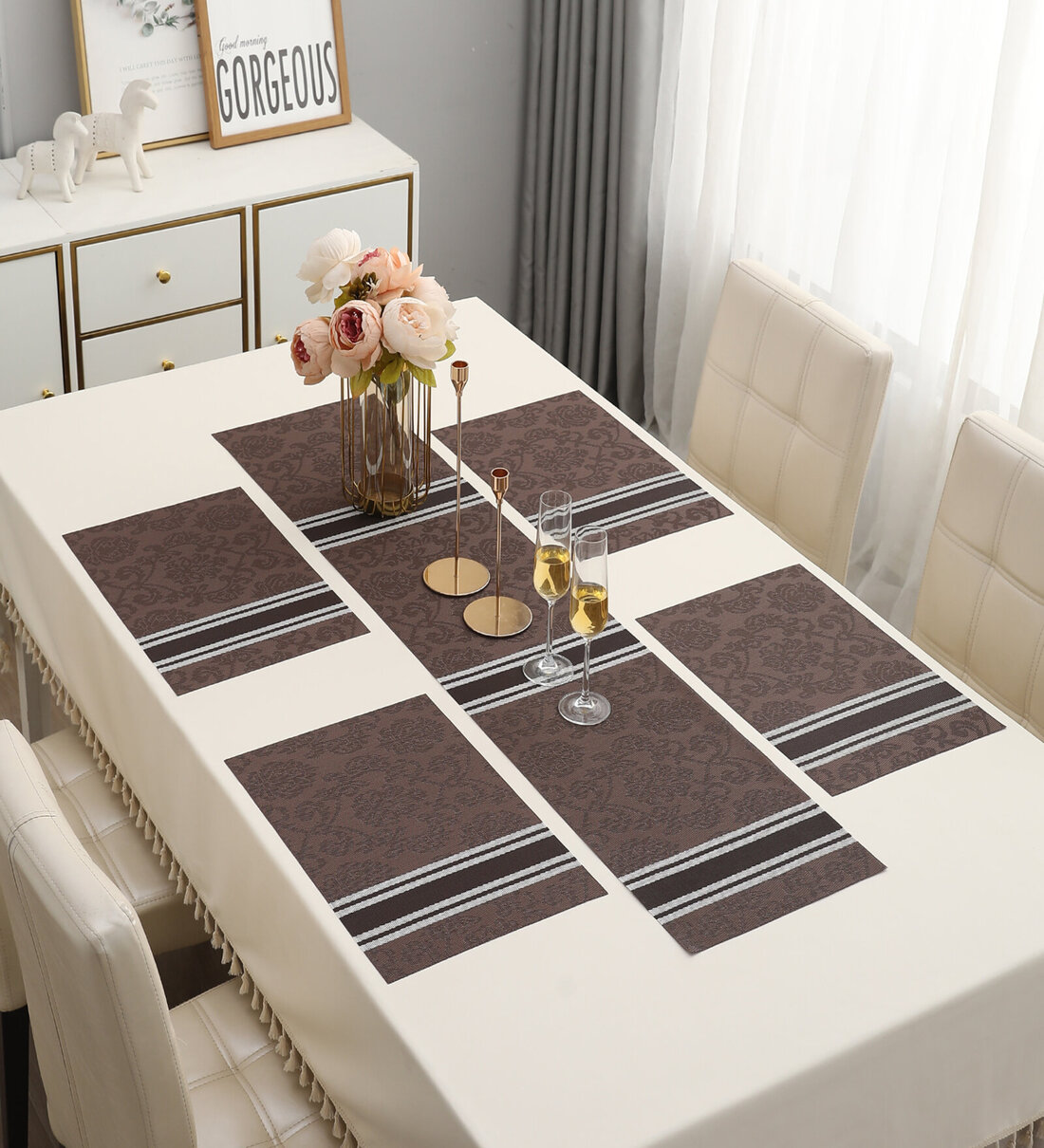 Buy Florals Brown (18 x12) PVC Table Linen (Set of 5) at 26% OFF by ...