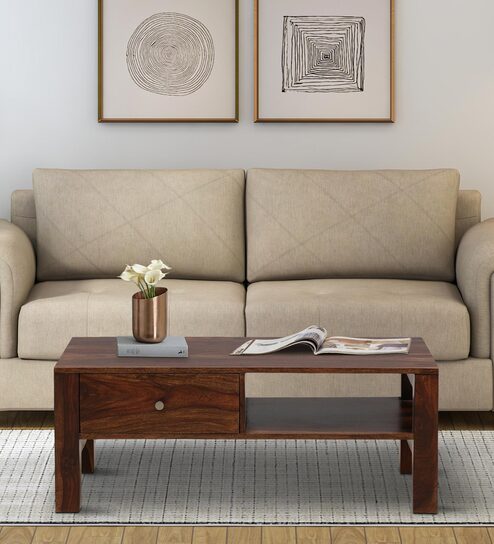 Buy Leeds Sheesham Wood Coffee Table In Provincial Teak Finish Online ...