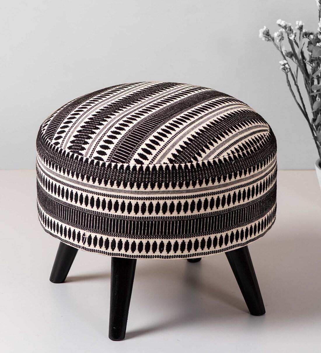 Buy Bohemian Jacquard Seating Stools in Black & White Online ...