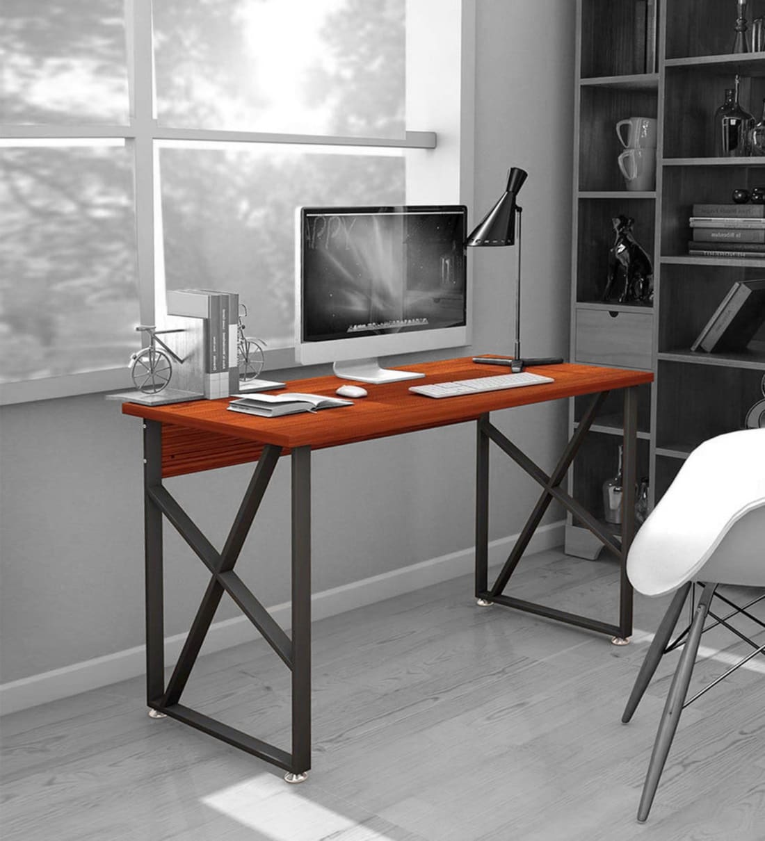Buy Gayle (Medium) Metal Writing Table in Mahogony Colour at 48% OFF by ...