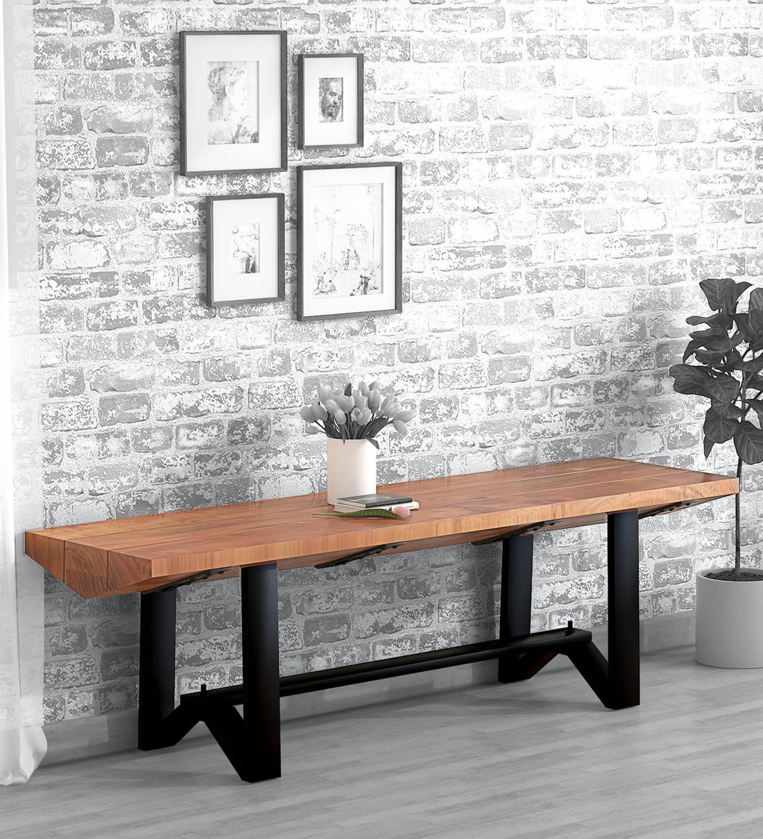 Buy Gemini Solid Wood Bench In Natural Acacia Finish at 5% OFF by ...