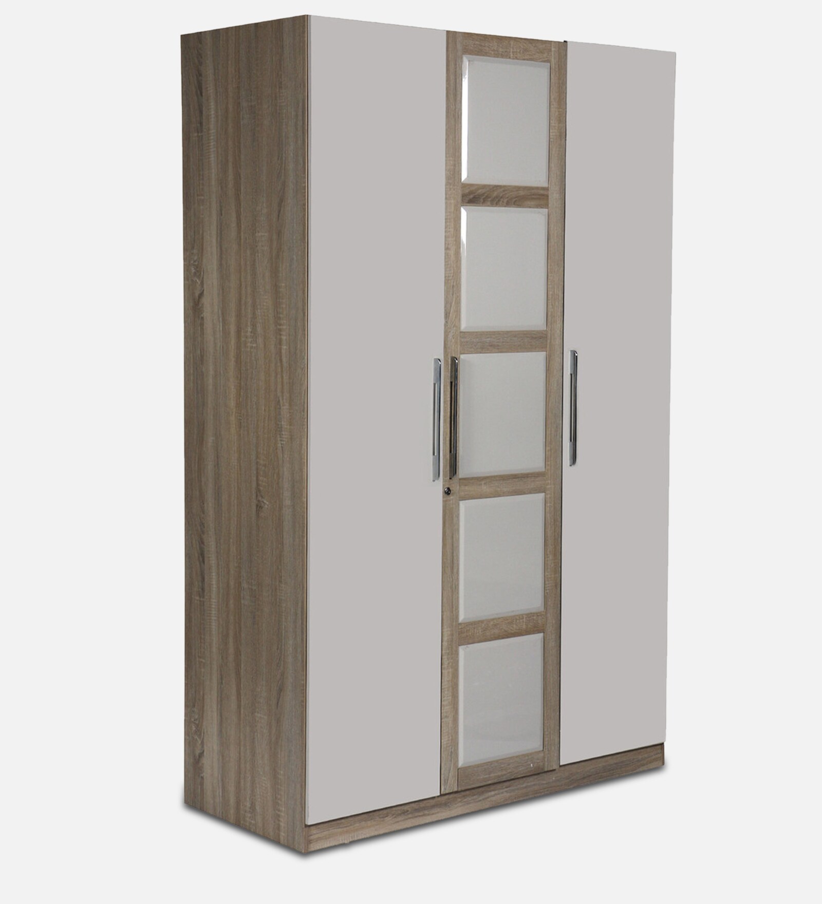 Buy Geo 3 Door Wardrobe in White & Natural Colour at 34% OFF by ...