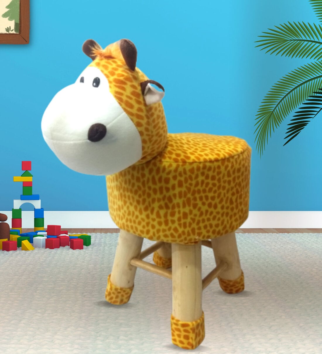 Buy Giraffe Kids Stool in Yellow Colour by BestP Online - Kids Stools ...