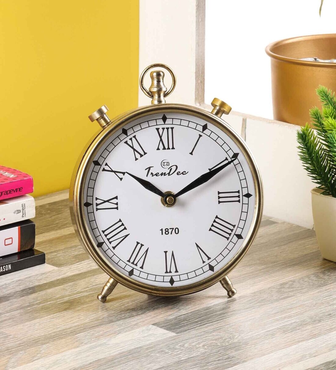 Buy Golden Metal Abigali Analog Table Clock at 26% OFF by Trendec ...