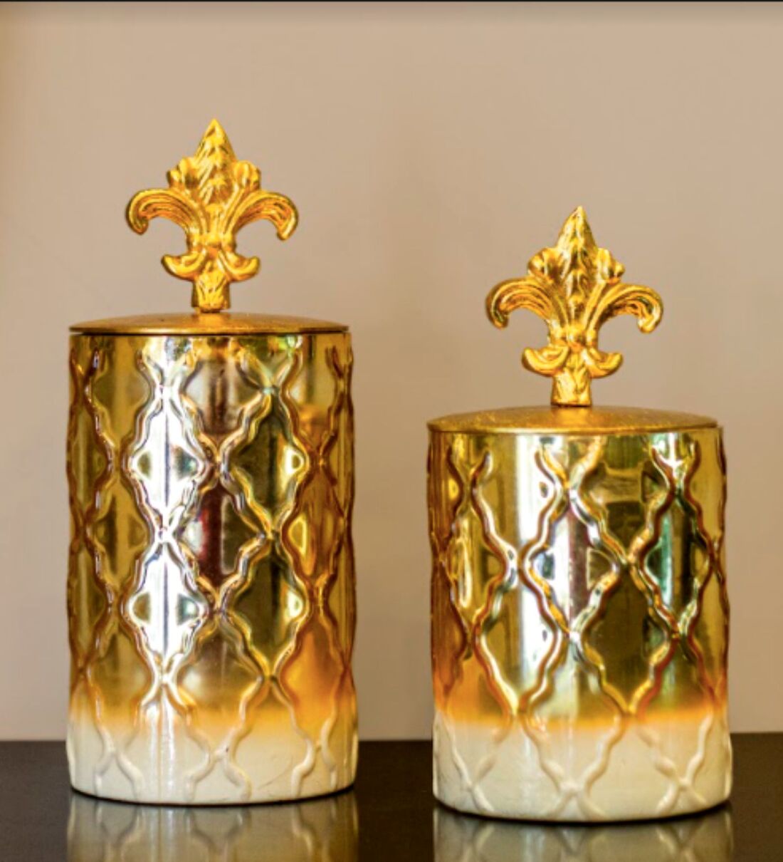 Buy Gold Metal Decorative Jar By LEELATHESTORE Online - Jars and Containers - Kitchen and Dining ...