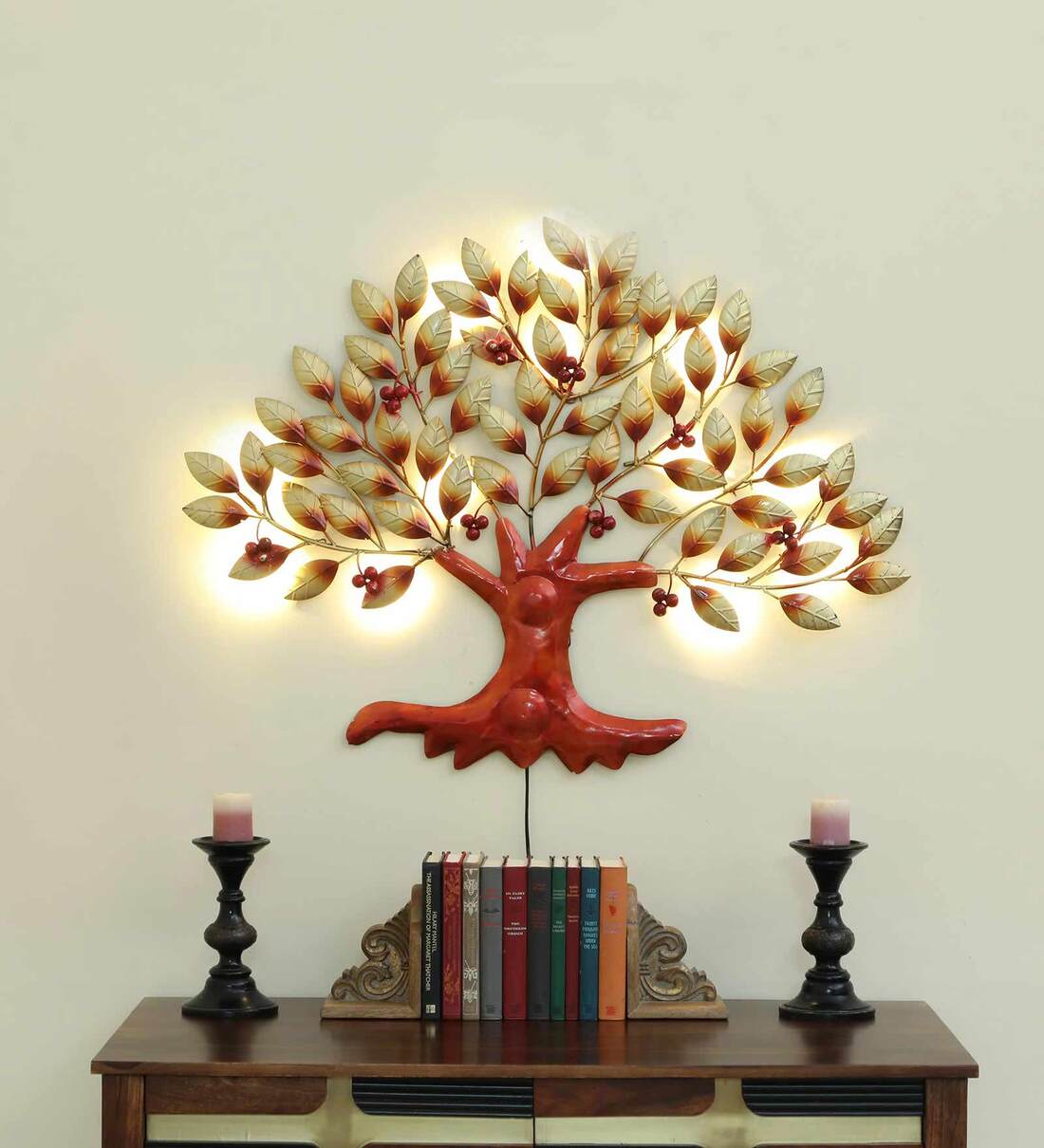 Buy Golden Iron Big Cherry Tree Metal Wall Art Online - Floral Metal ...