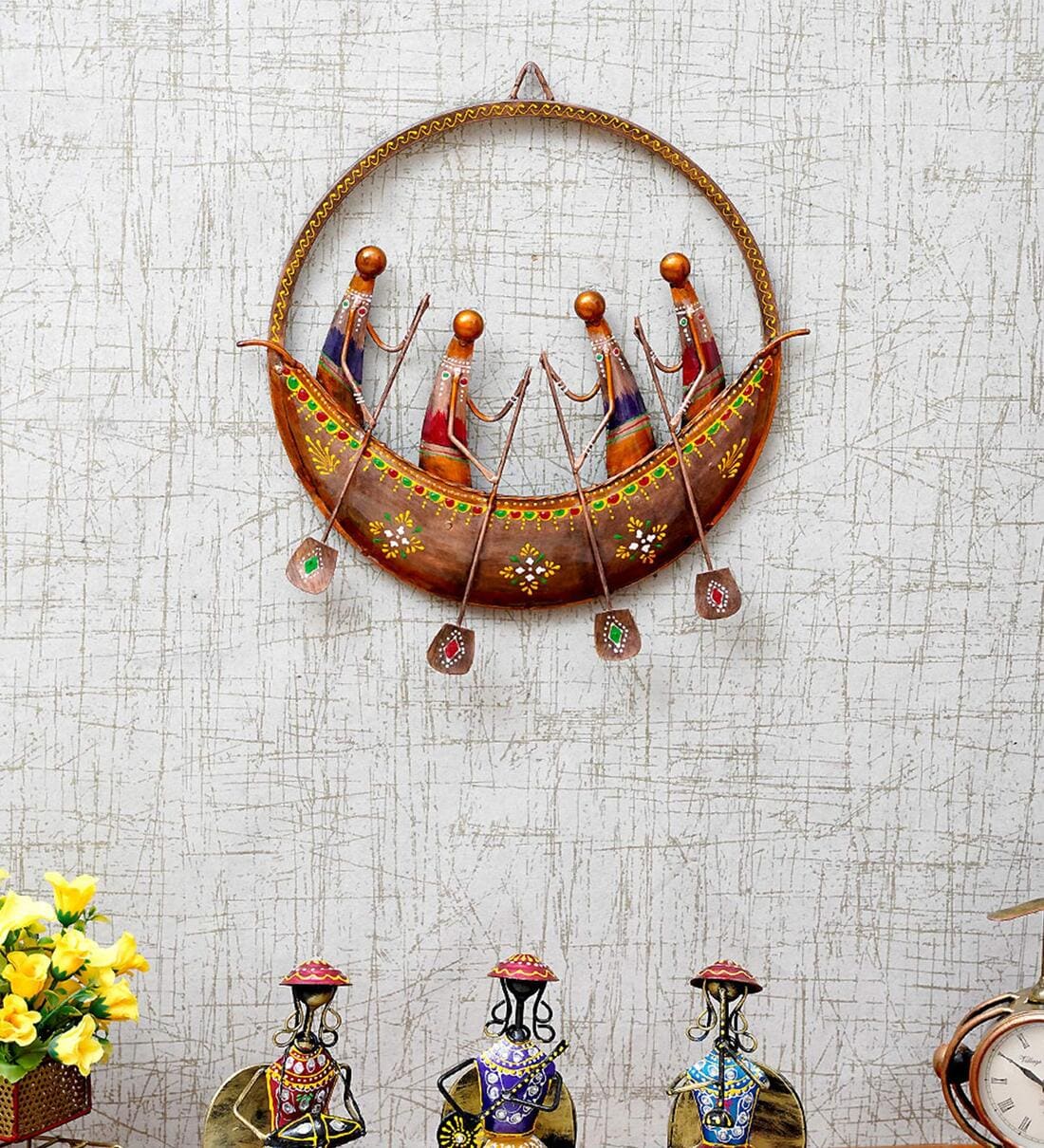 Buy Golden Metal Round Shape Boat Miniature Wall Art at 44% OFF by ...