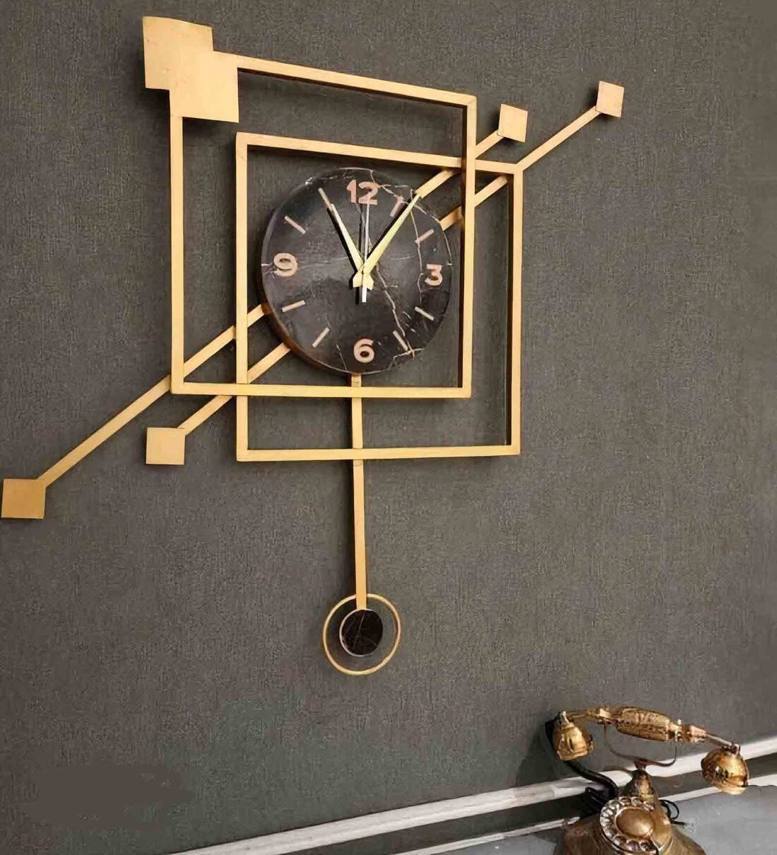 Buy Gold Metal Square Novelty Wall Clock at 51% OFF by Radhika ...
