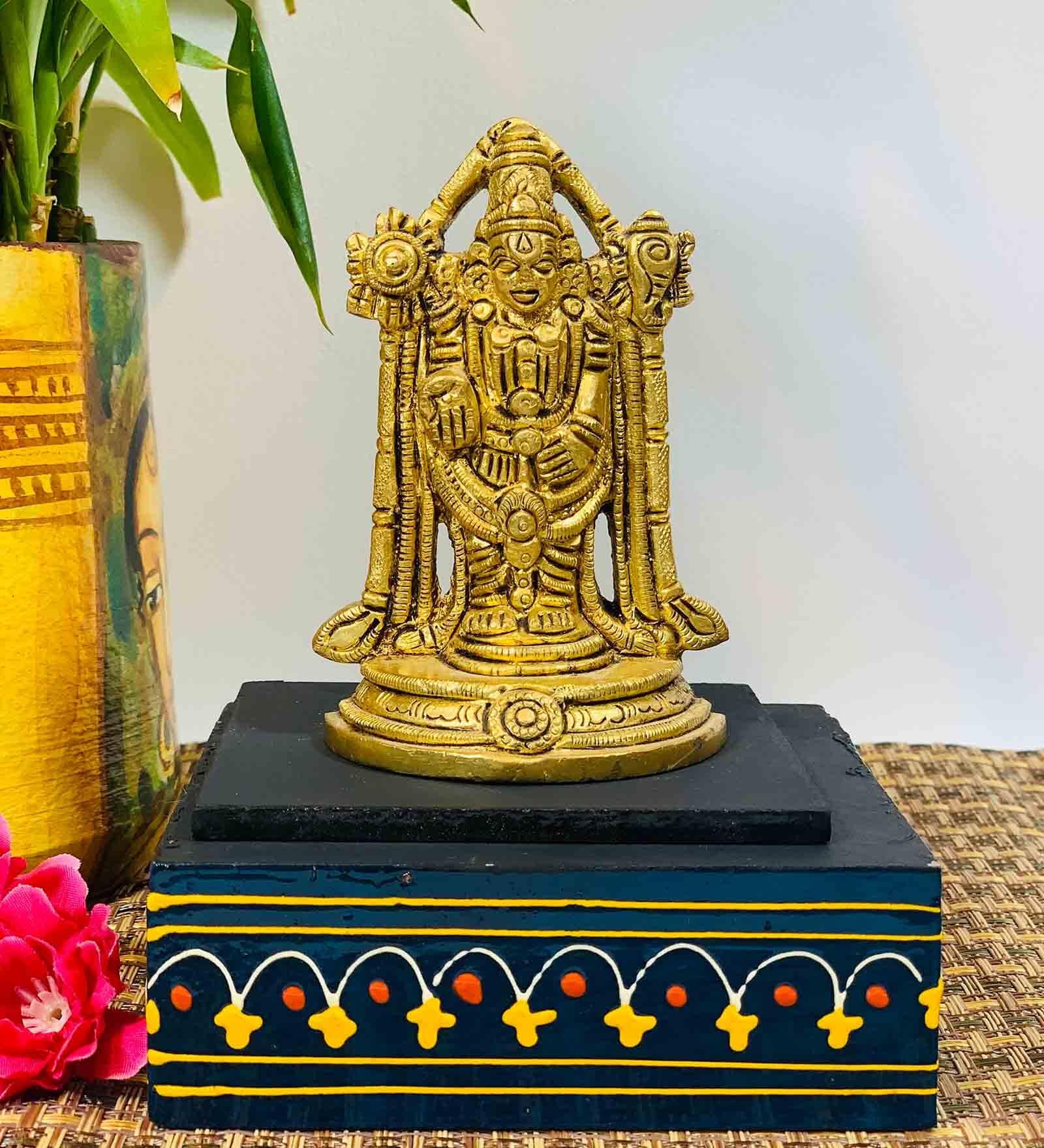 Buy Gold Brass Brass Engraved Balaji Tirupati Idol by Suriti The ...