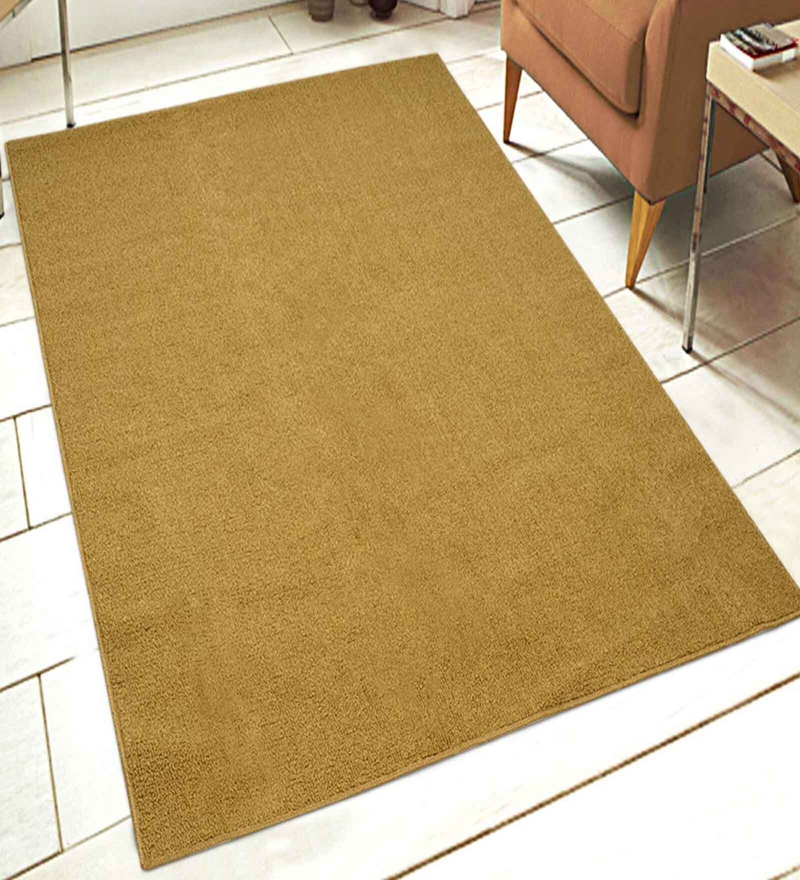 Buy Gold Solid Polypropylene 4 ft x 6 ft Hand Woven Carpet by Saral ...