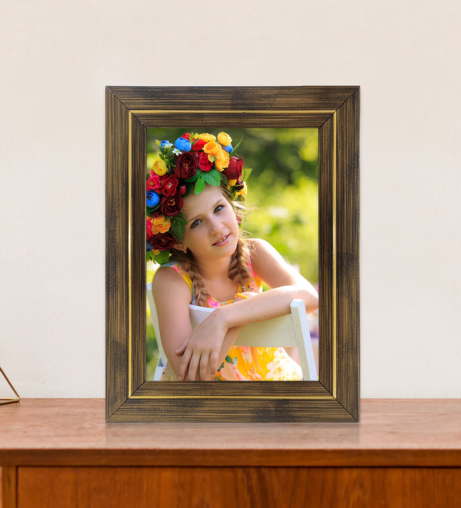 Buy Golden Synthetic Wood 8X12 Inch Table Photo Frame Online - Table ...