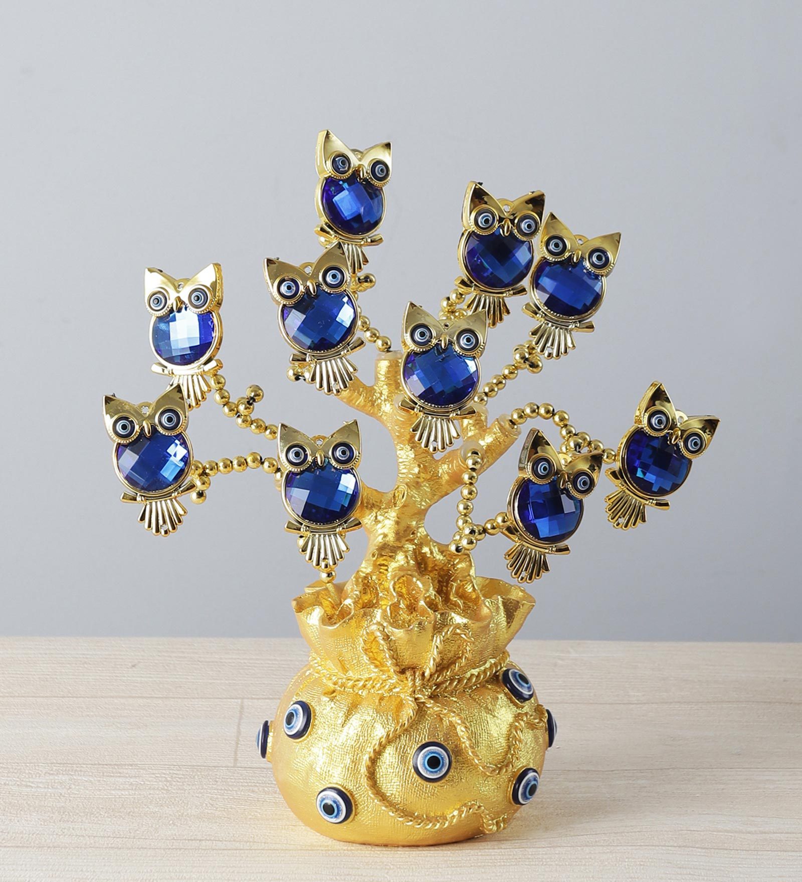 Buy Golden Tree of Life with Evil Eye and Blue Owls by Foliyaj Online ...