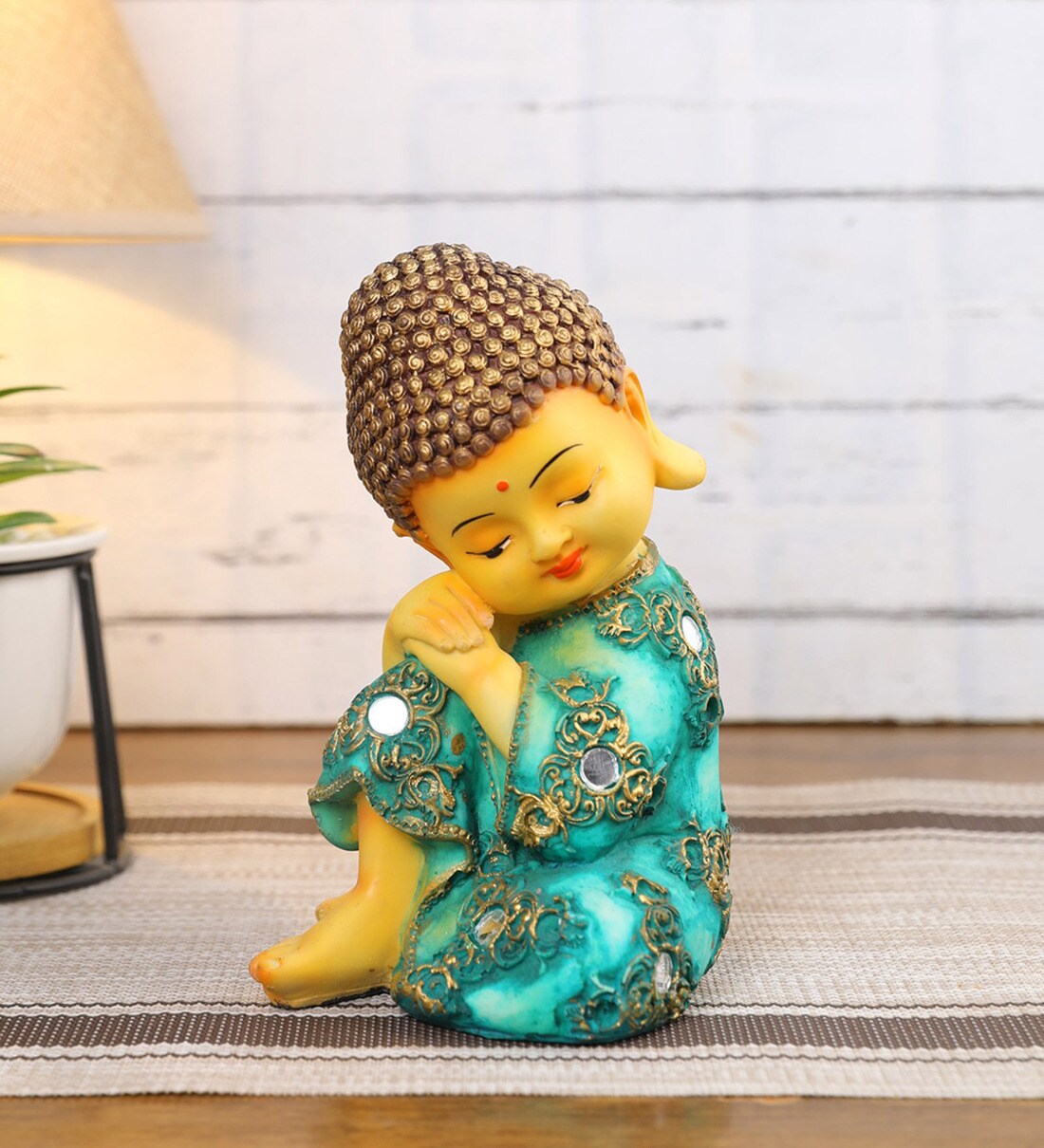 Buy Green Polyresin 7.5 Inch Monk Buddha Idol By Craftvatika at 27% OFF ...