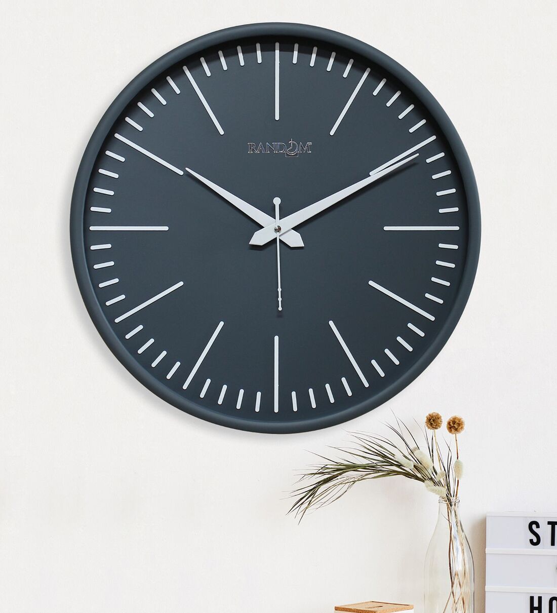 Buy Grey Plastic 12-Inch Embossed Silent Numbers (Quartz Movement) Wall ...