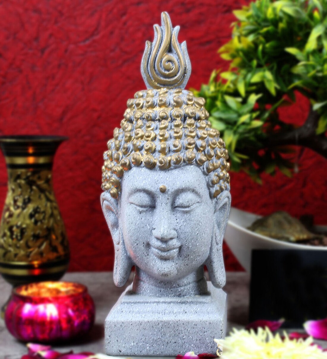 Buy Grey Resin Indian Buddha Head Idol by Statue Studio at 6% OFF by ...