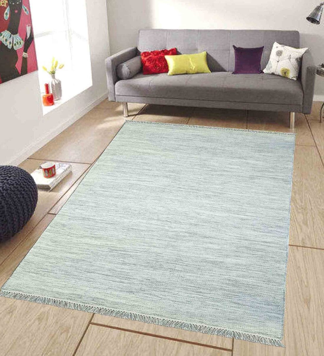 Buy Grey Solid Wool 5 ft x 7 ft Hand Woven Carpet by MRIC Online - 5 ft ...