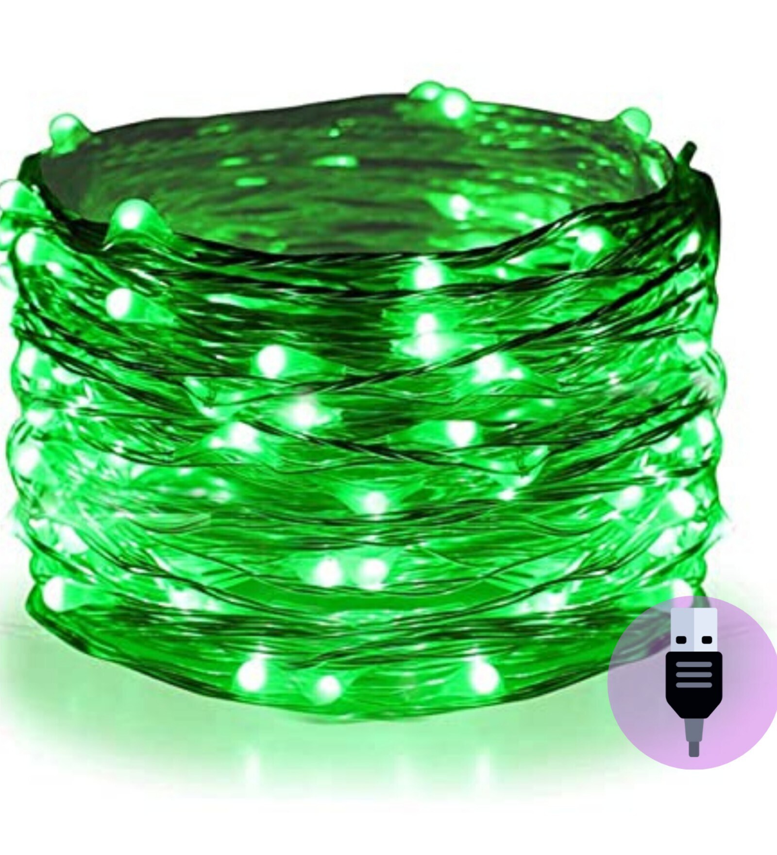 Buy Green Colour 5 Mtrs (50 LED) USB Operated LED String Light at 58% ...