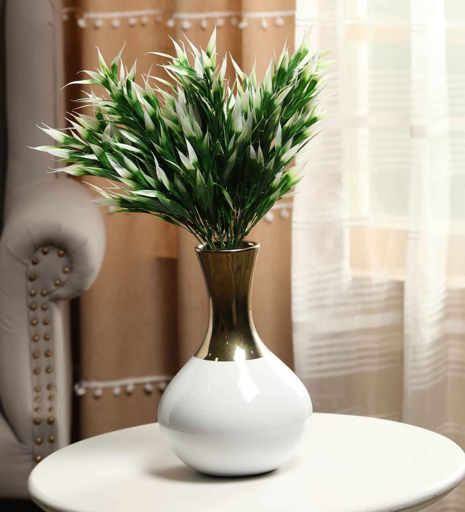 Buy Plastic Green/White Yucca Mini Bush Without Pot Artificial Plants ...